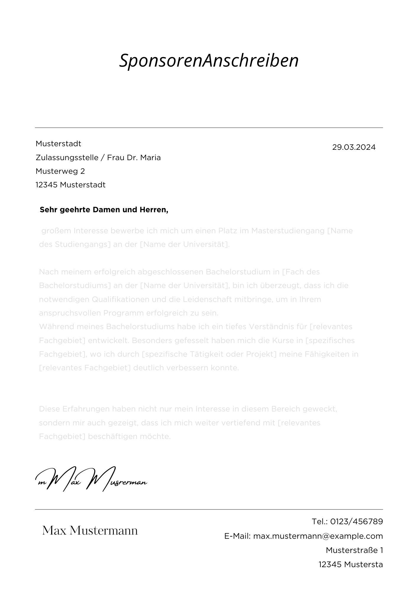 Sponsoren-Anschreiben Muster Pdf